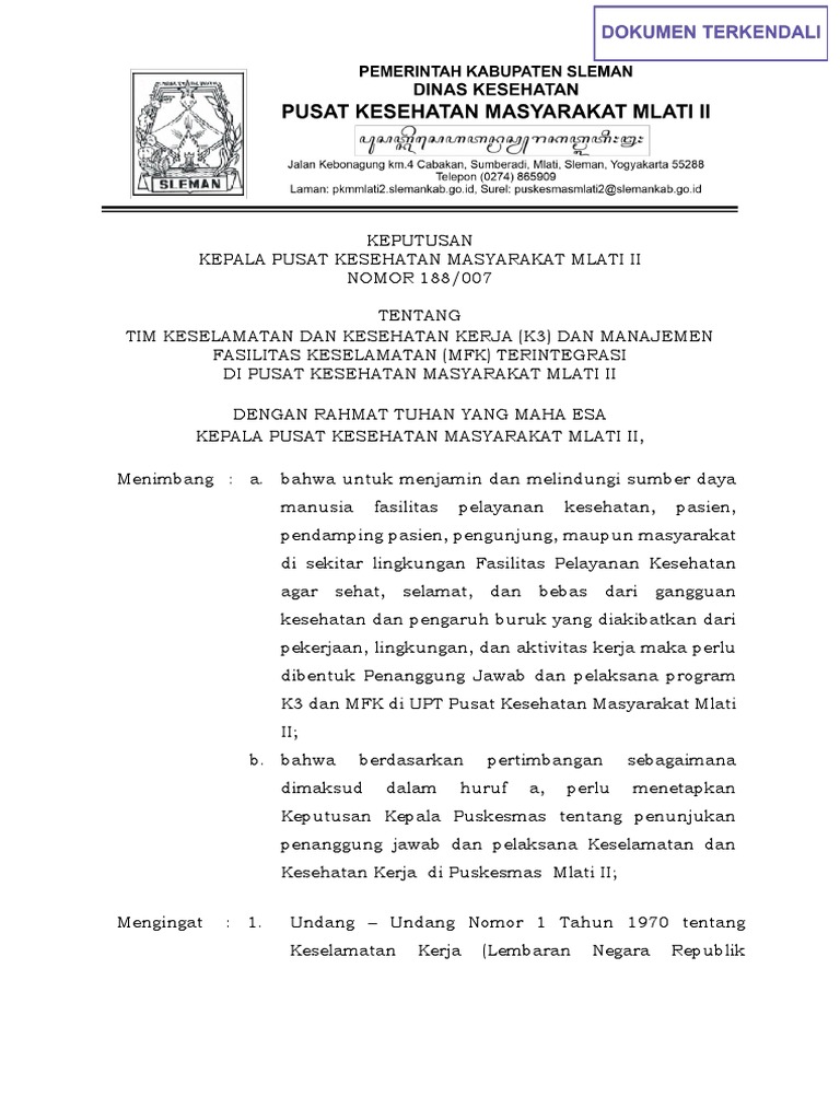 7.kebijakan MFK DAN K3 - 2023 | PDF