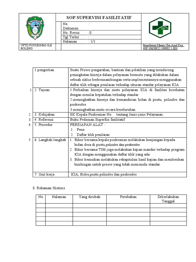 Sop Supervisi Fasilitatif | PDF