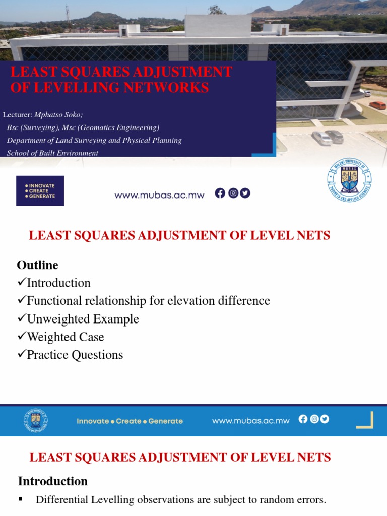 Lecture 5 Adjustment Of Level Network Pdf Least Squares