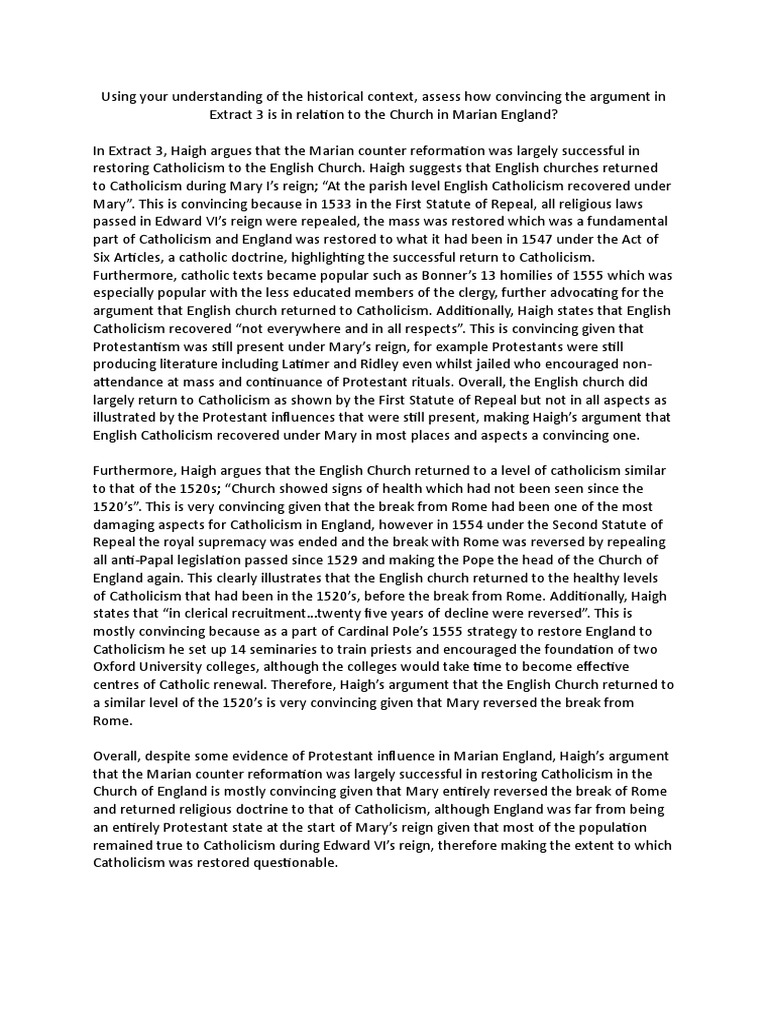 Using Your Understanding Of The Historical Context Pdf Catholic