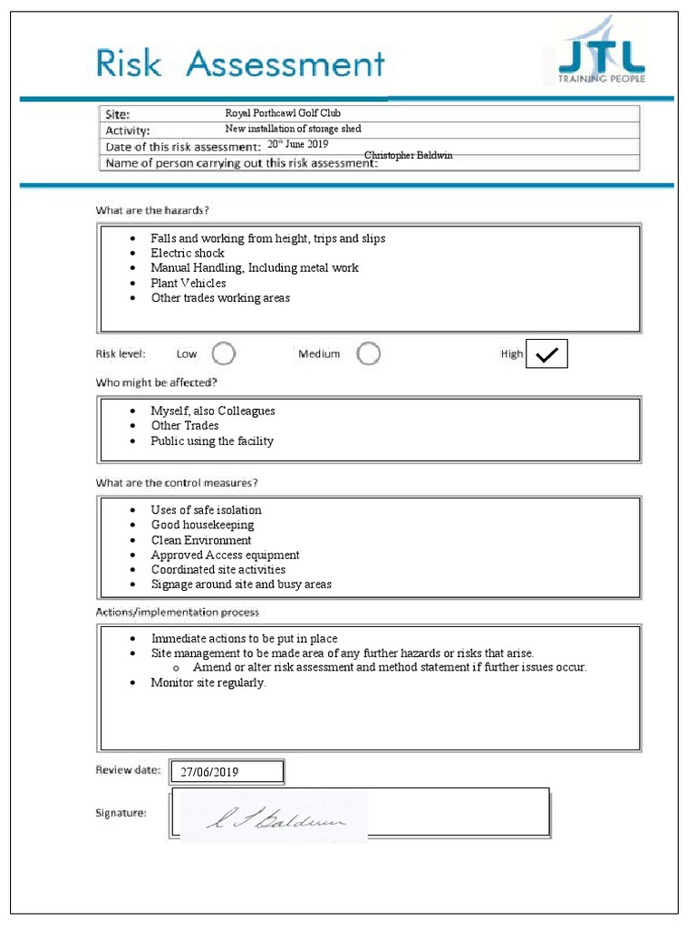 Porthcawl Risk Assement | PDF