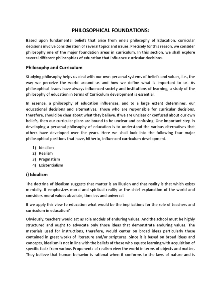 Philosophical Foundations.1-6 | PDF | Philosophy Of Education | Pragmatism