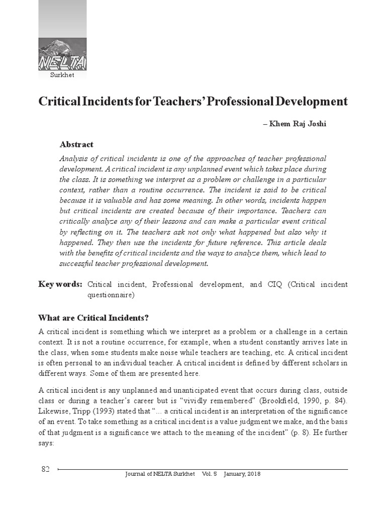 Analyzing Critical Incidents in Teaching | PDF | Teachers | Lesson Plan