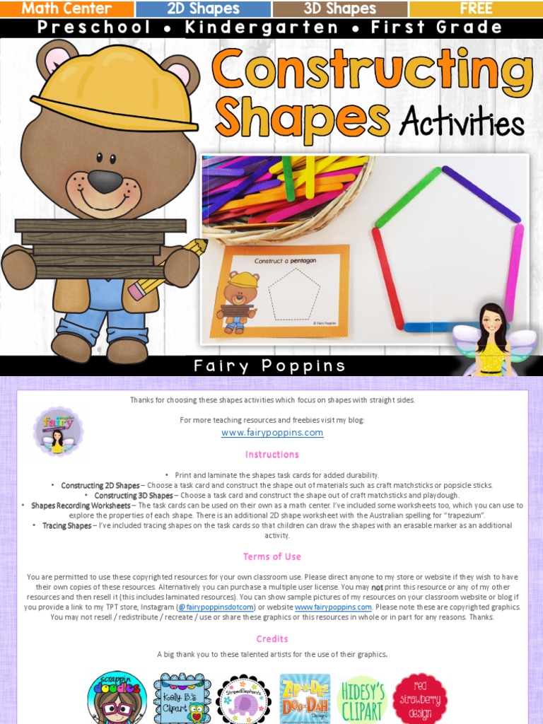 Constructing Shapes Activities Fairy Poppins | PDF | Language Arts ...