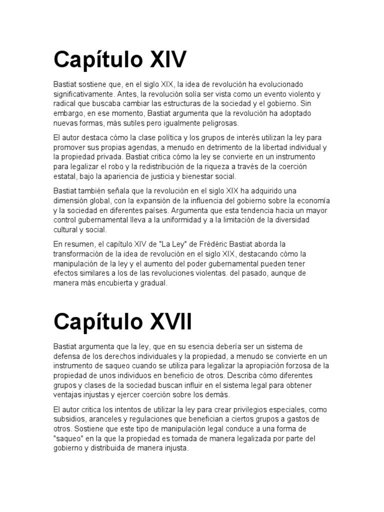 Capítulo XIV y XVII de La Ley de Frederic Bastiat | PDF ...