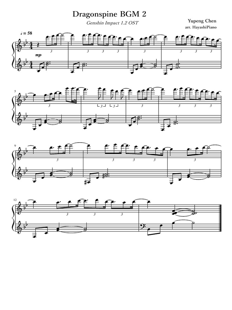 Dragonspine BGM 2 HayashiPiano | PDF