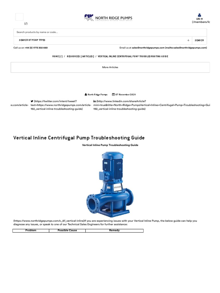 Vertical Inline Centrifugal Pump Troubleshooting Guide | PDF | Pump | Valve