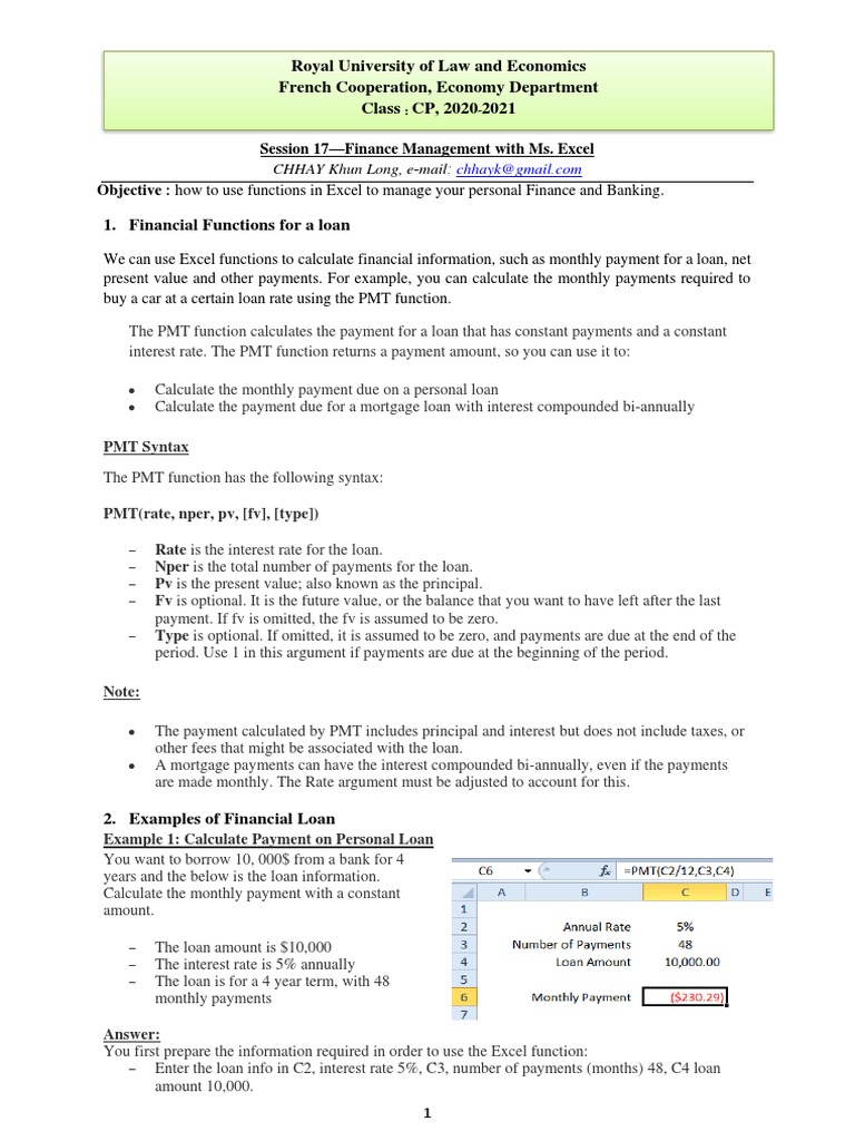 Session 18-Financial Functions | PDF | Interest | Present Value