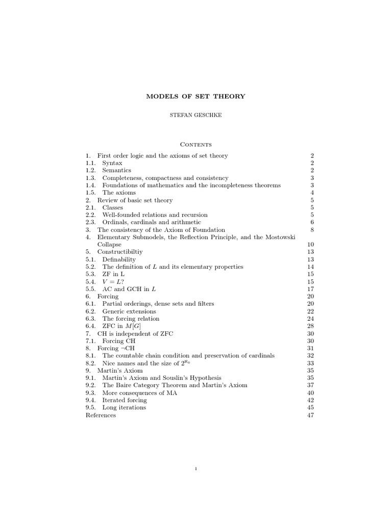Models Set Theory | PDF | Axiom | Syntax (Logic) Models Set Theory | PDF | Axiom | Syntax (Logic)