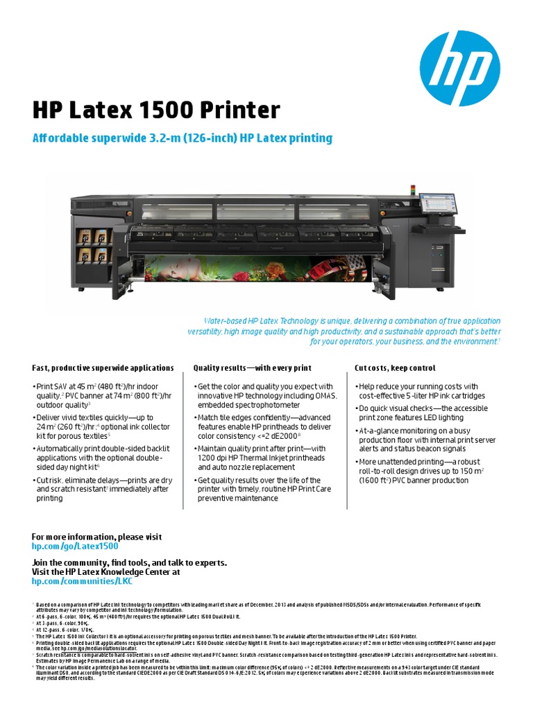 945800HP Latex 1500 Printer | PDF | Graphic Design | Printing