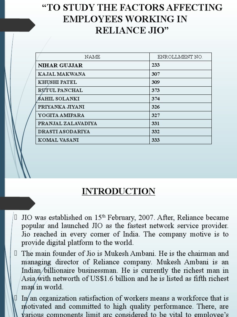 Jio PPT Updated 1 | PDF | Job Satisfaction | Incentive