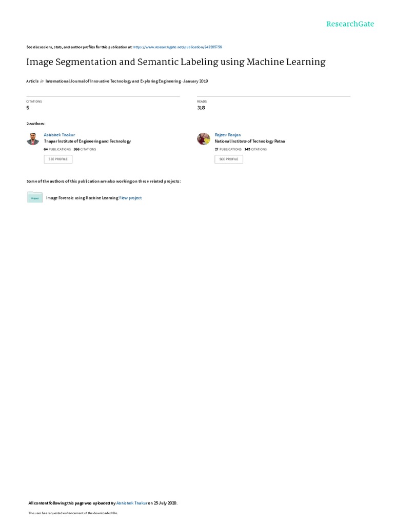 Image Segmentationand Semantic Labelingusing Machine Learning | Download Free PDF | Image ...