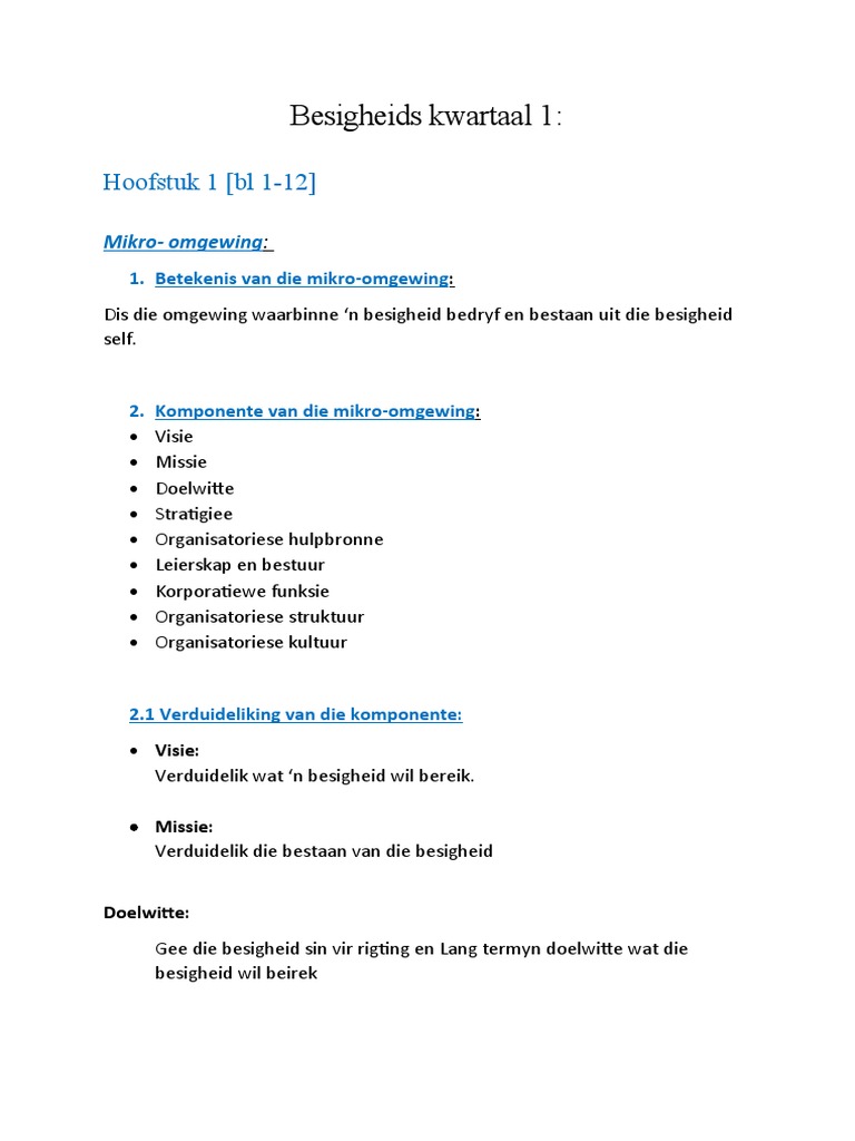Besigheids Kwartaal 1 Leerwerk | PDF