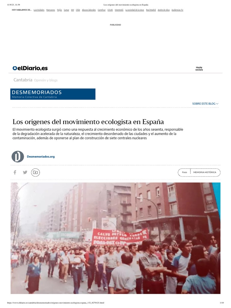 Los Orígenes Del Movimiento Ecologista en España | PDF | Ambientalismo ...