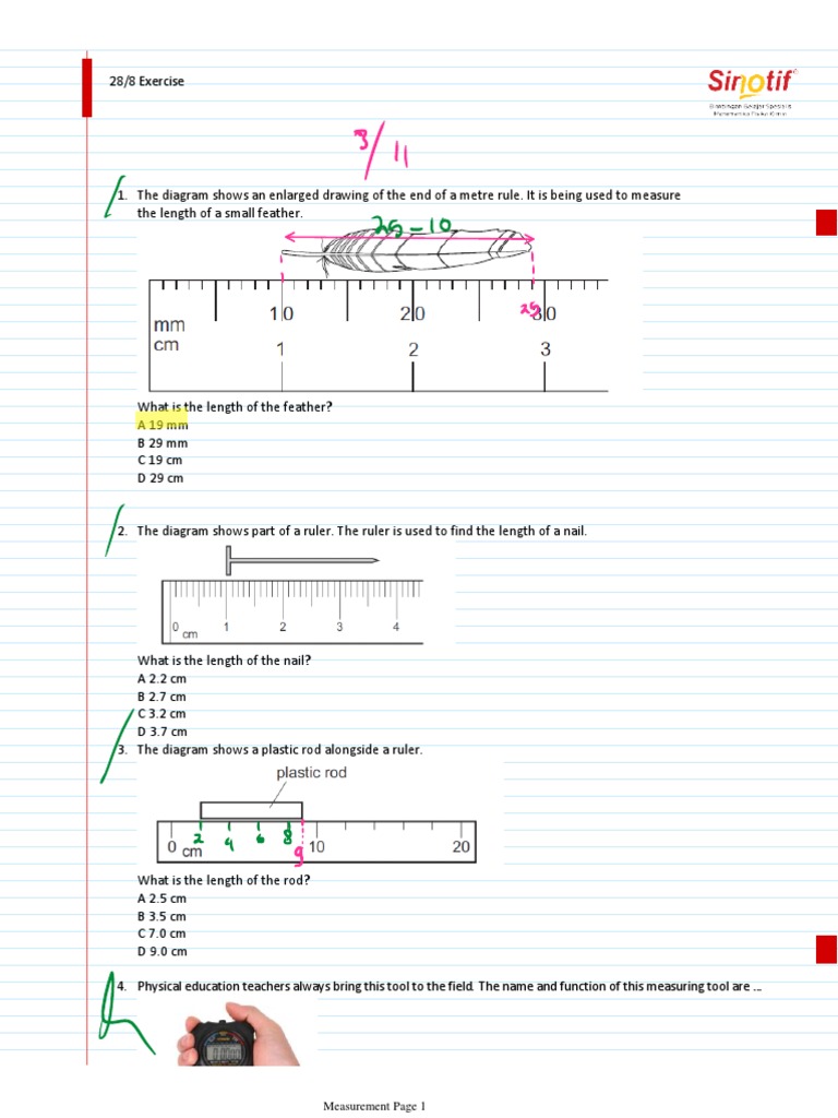 288 Exercise Measurement and Unit | PDF | Measurement | Length