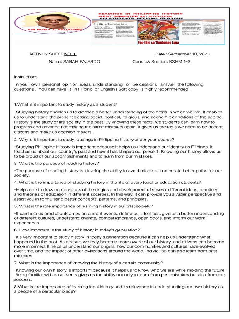 RPH Activity Nos. 1 | PDF | Learning | Cognitive Science