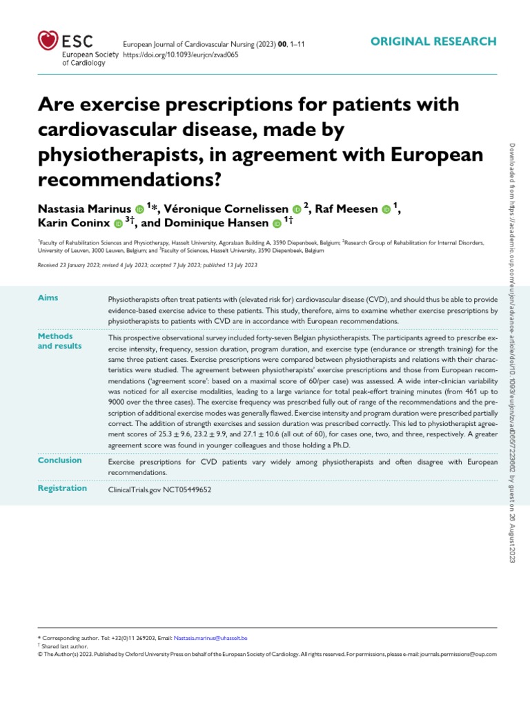 Are Exercise Prescriptions For Patients With | PDF | Physical Therapy ...