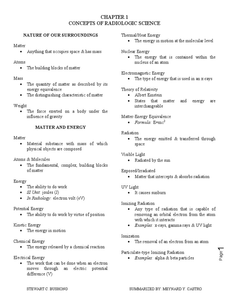 Chapter 1 Concepts of Radiologic Science | PDF