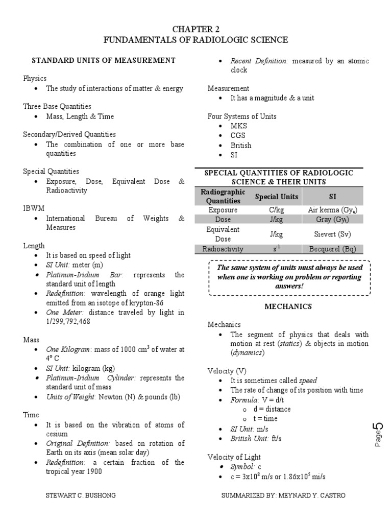 Chapter 2 Fundamentals of Radiologic Science | PDF | Force | Kilogram Chapter 2 Fundamentals of Radiologic Science | PDF | Force | Kilogram