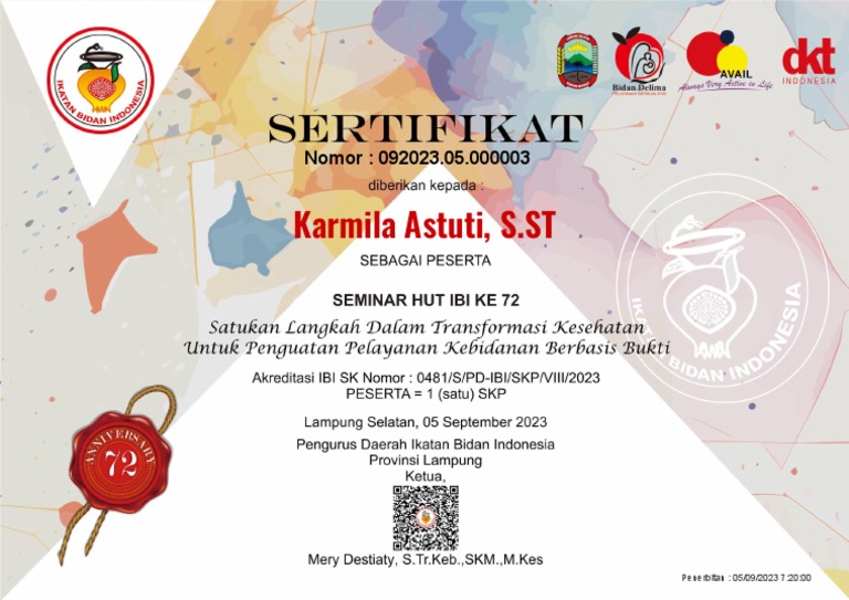 E-Sertifikat Karmila Astuti, S.ST | PDF