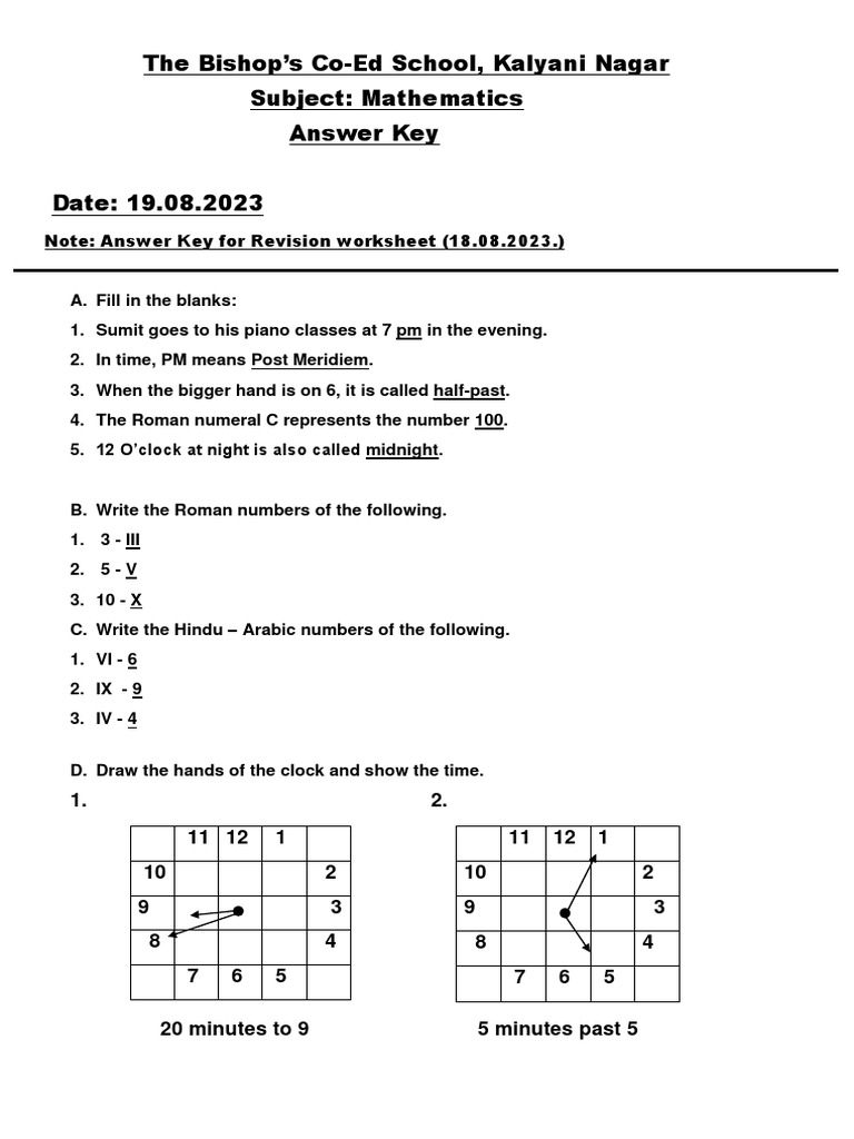 18082023030557maths - Revision Worksheet - 2 Answer Key | PDF