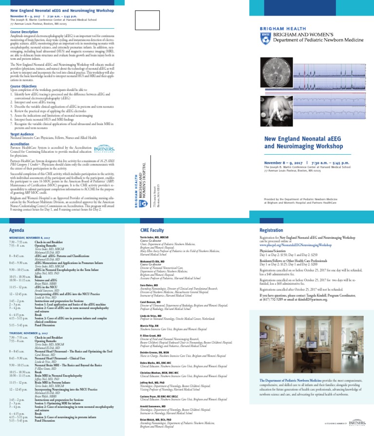 New England Neonatal AEEG and Neuroimaging Workshop Brochure 2017 | PDF