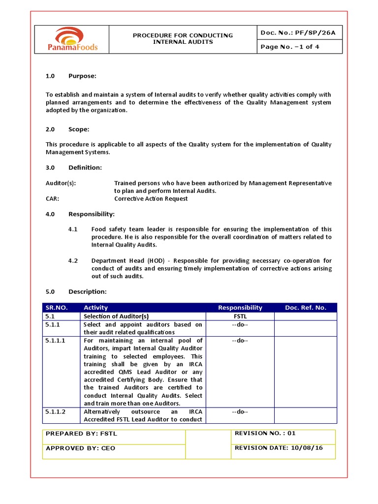 Internal Audit Procedure Guide | PDF | Audit | Internal Audit