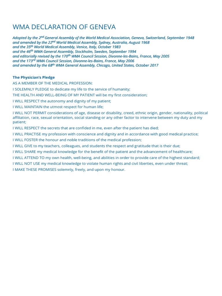 Wma Declaration of Geneva | PDF
