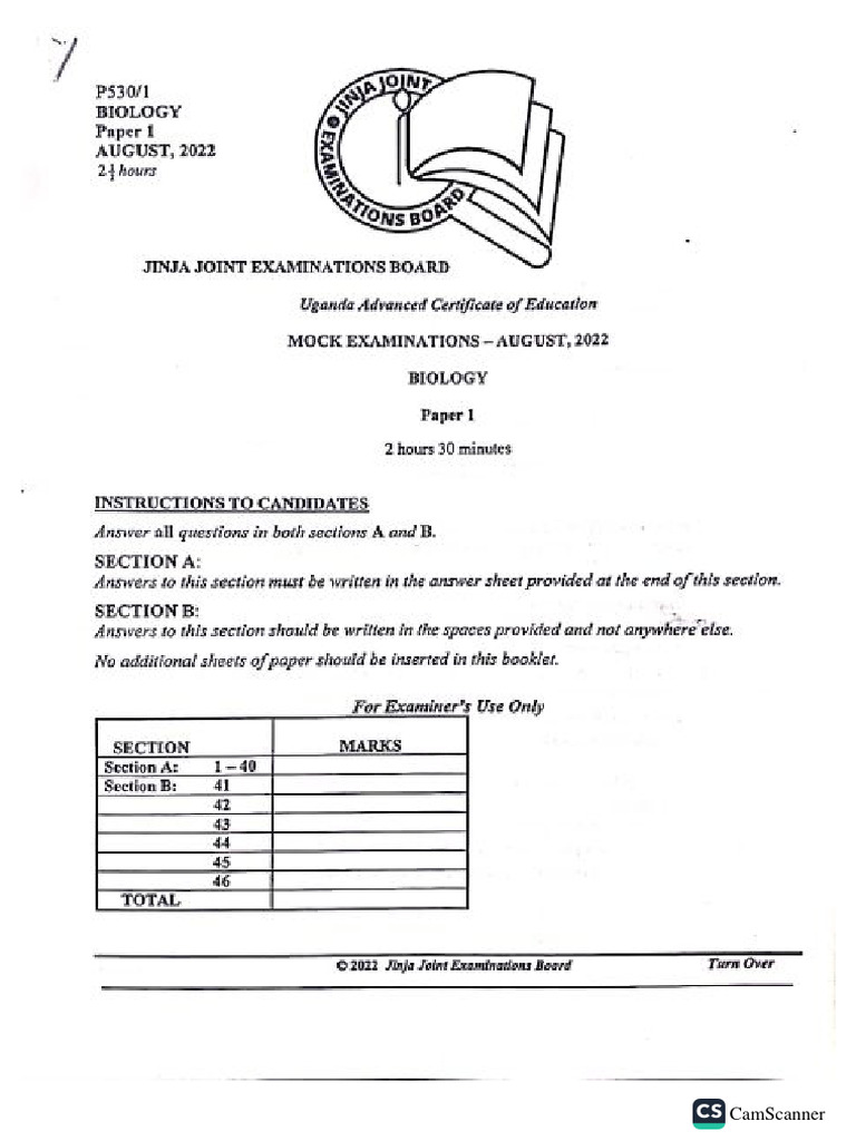 JJEB Uace Biology p1 2022 Allanz | PDF