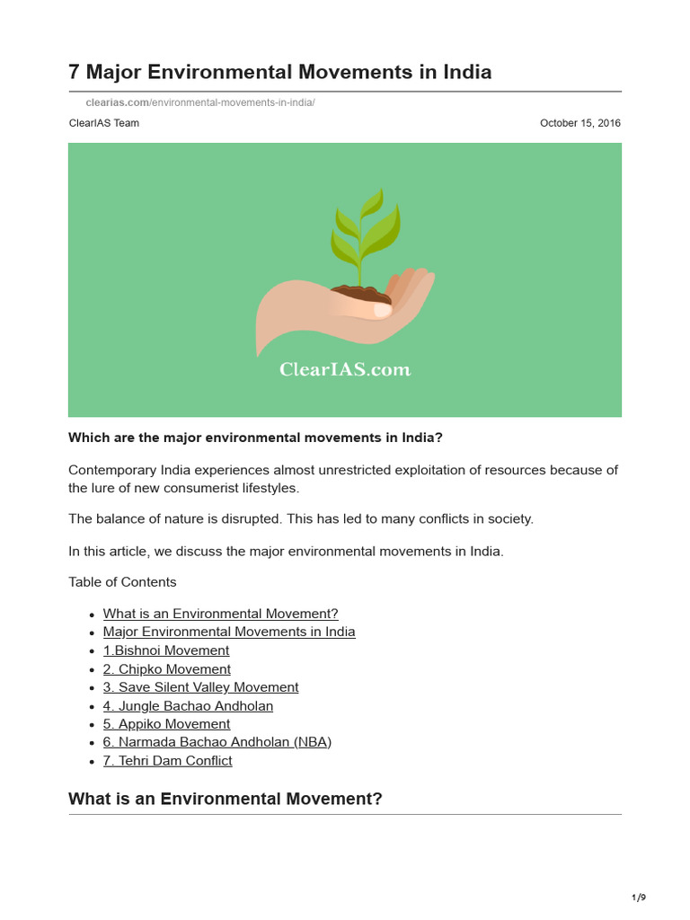 7 Major Environmental Movements in India | PDF | Natural Environment