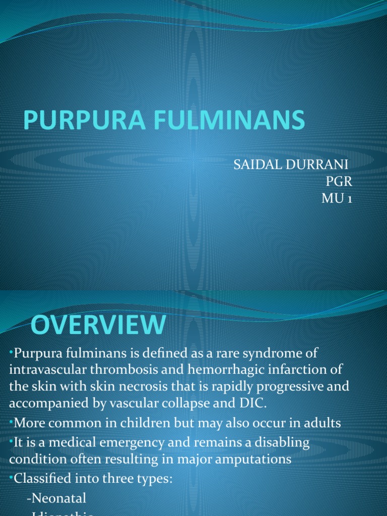 Purpura Fulminans | PDF | Epidemiology | Clinical Medicine