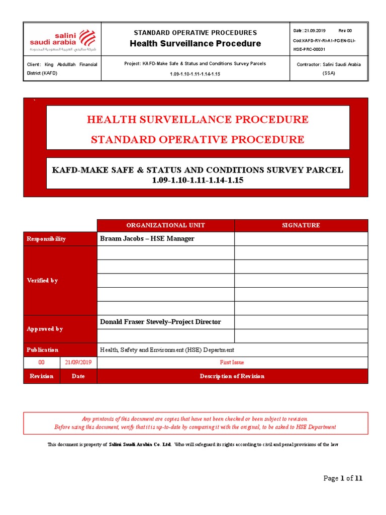 Health Surveillance Management Operative Procedure | PDF | Occupational ...