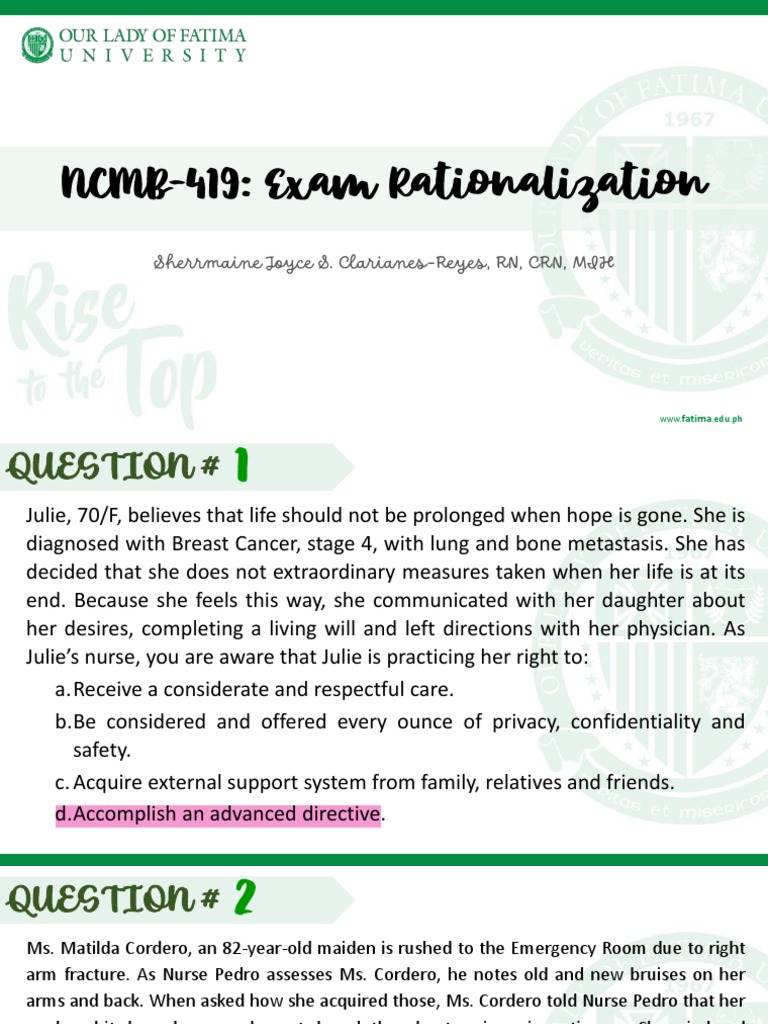 Palmar Long Quiz Ratio Answers | PDF | Nursing | Autonomy
