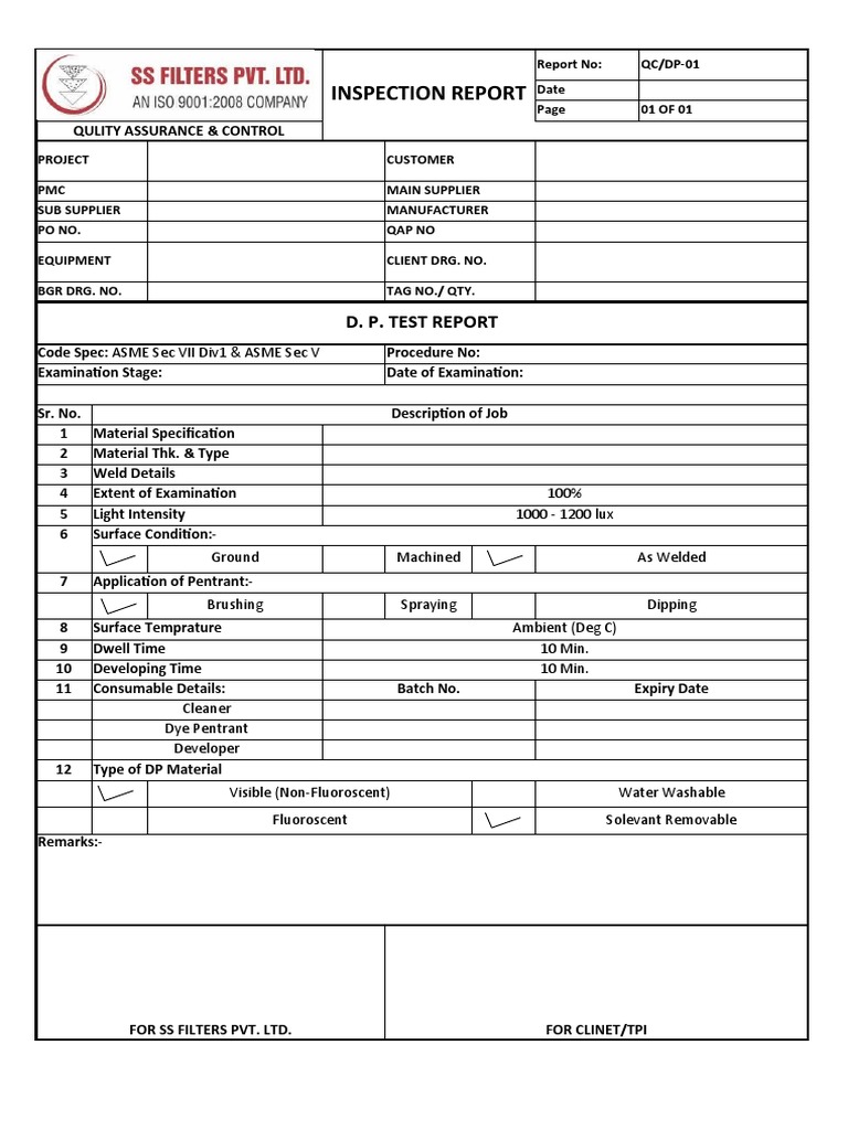 D.P. Test Report | PDF