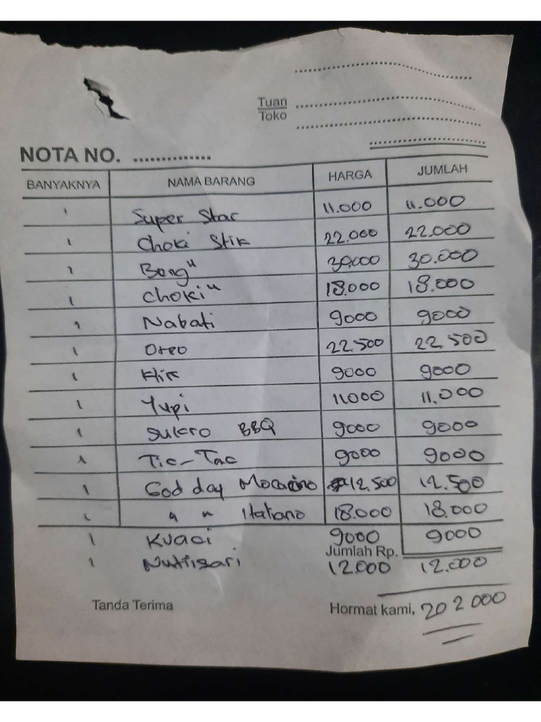 Nota Belanja | PDF