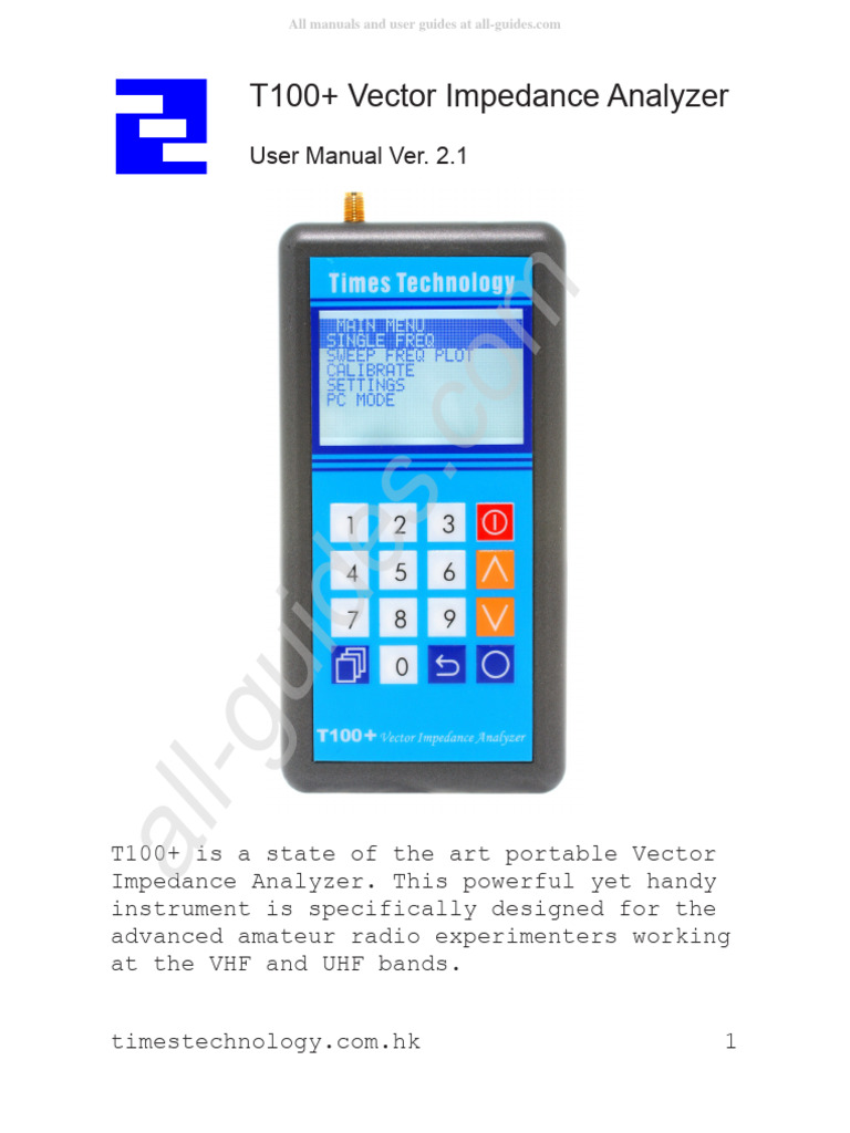 T100+ Vector Impedance Analyzer: User Manual Ver. 2.1 | Download Free PDF | Electrical Impedance ...