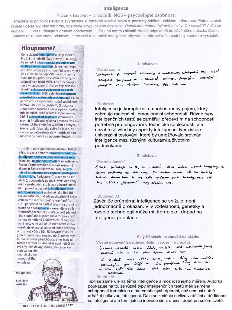 Inteligence Práce S Textem | PDF