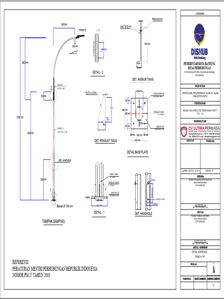 Desain Tiang dan Panel PJU | PDF