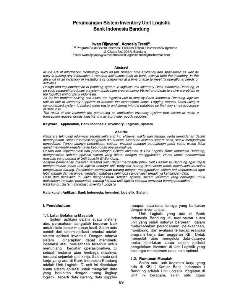 ID Perancangan Sistem Inventory Unit Logist | PDF