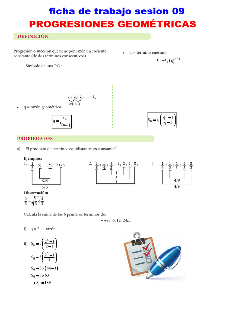 Progresion Geométrica Para Cuarto Grado de Secundaria | PDF | Matemáticas