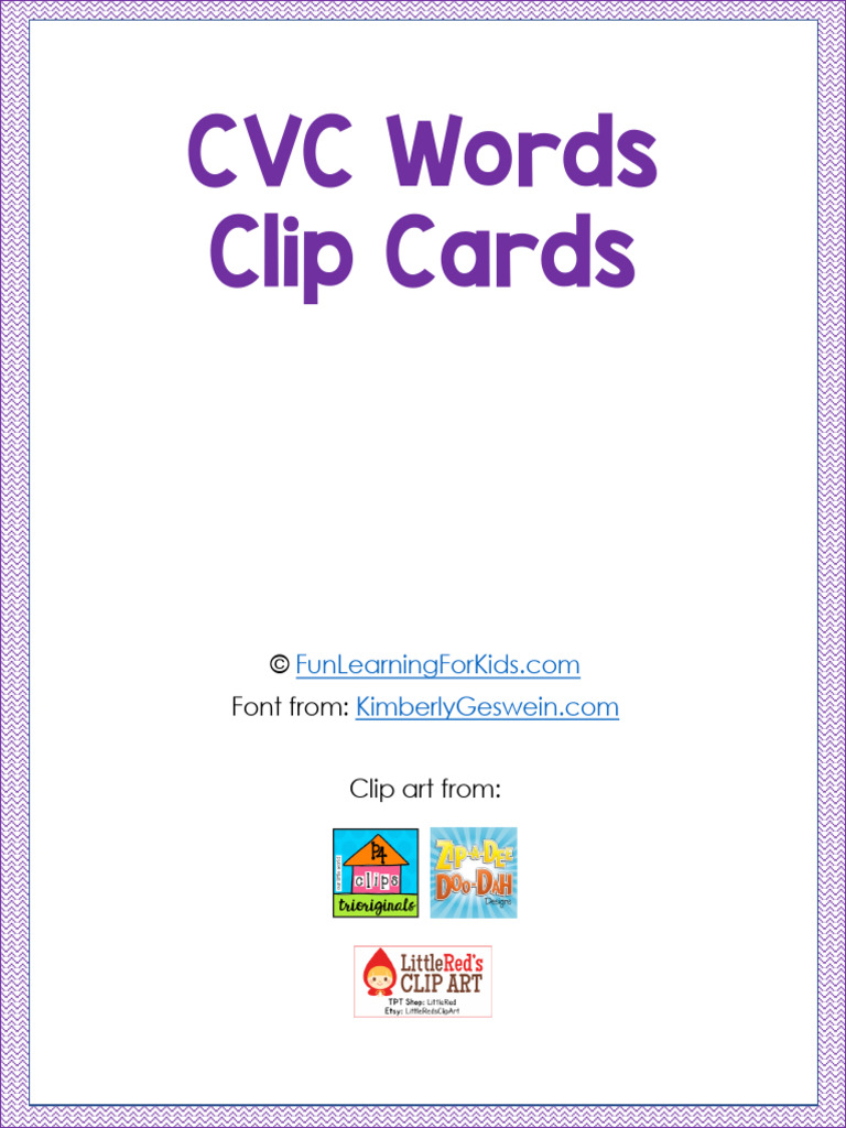 CVC Words Reading Clip Cards | PDF | Software | Information Technology