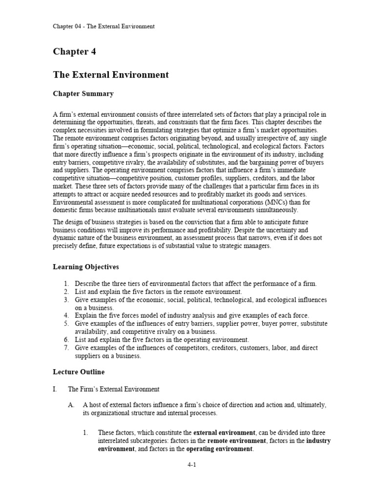 Chapter 3 - The External Environment | PDF | Atmosphere Of Earth | Strategic Management