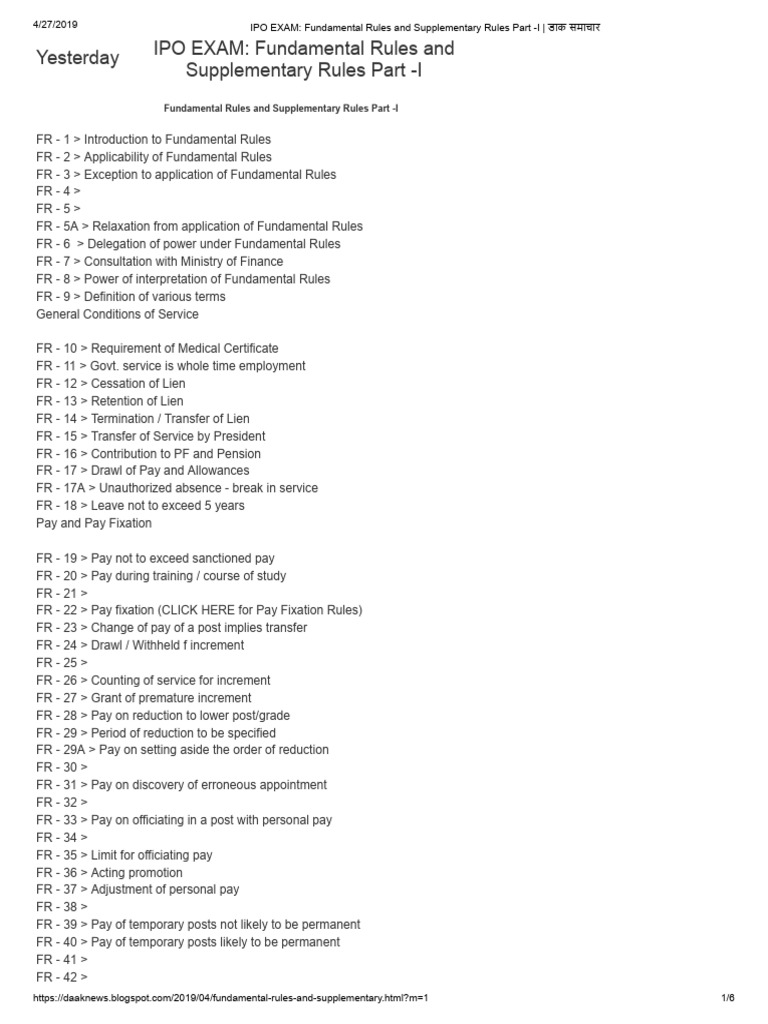 Fundamental Rules and Supplementary Rules Part - I | PDF | Pension ...