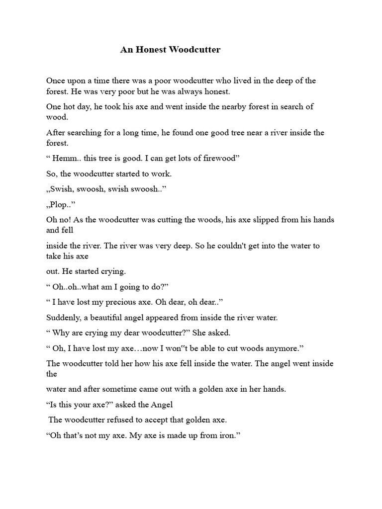 Honest Woodcutter's Rewarding Tale | PDF