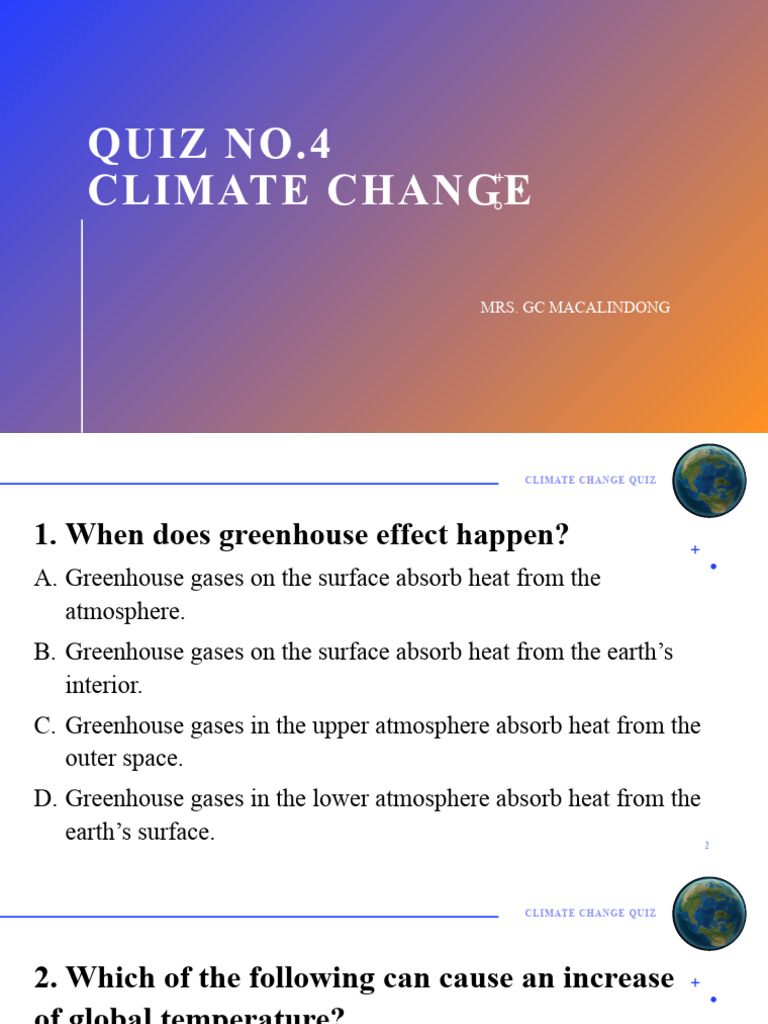 QUIZ Climate Change | PDF | Climate Change | Greenhouse Effect