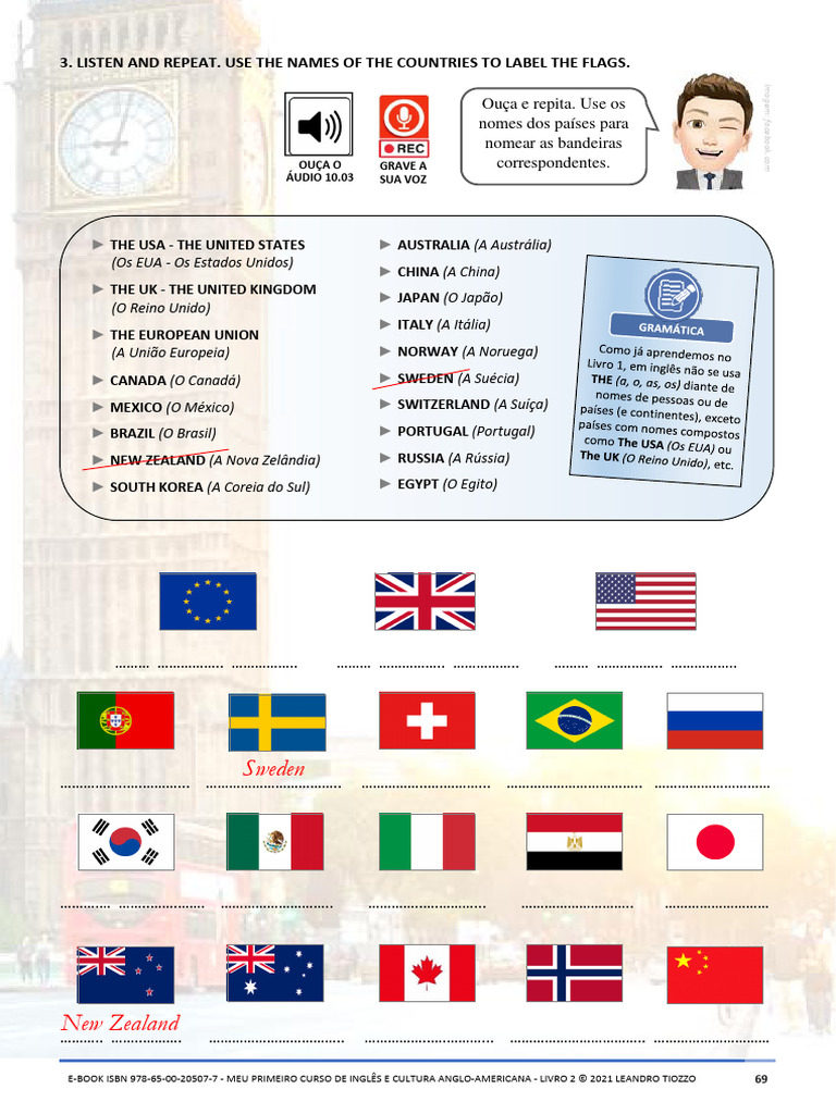 Countries and nationalities - com exercícios | PDF | Escrita | Linguística