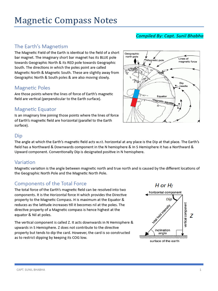 Magnetic Compass Notes-1 | PDF | Compass | Magnetism