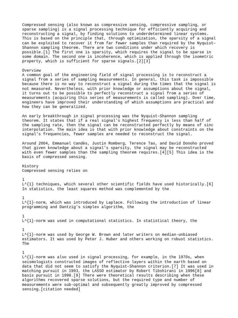 Compressed Sensing | Download Free PDF | Analysis | Numerical Analysis