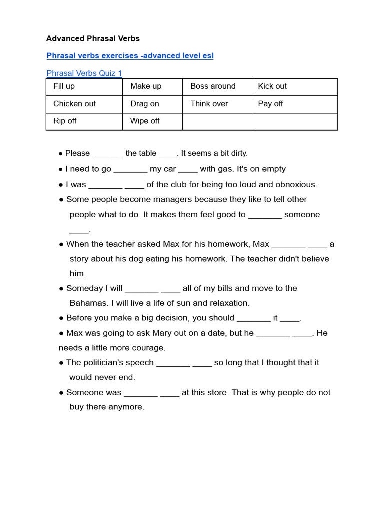 Advanced Phrasal Verbs | PDF