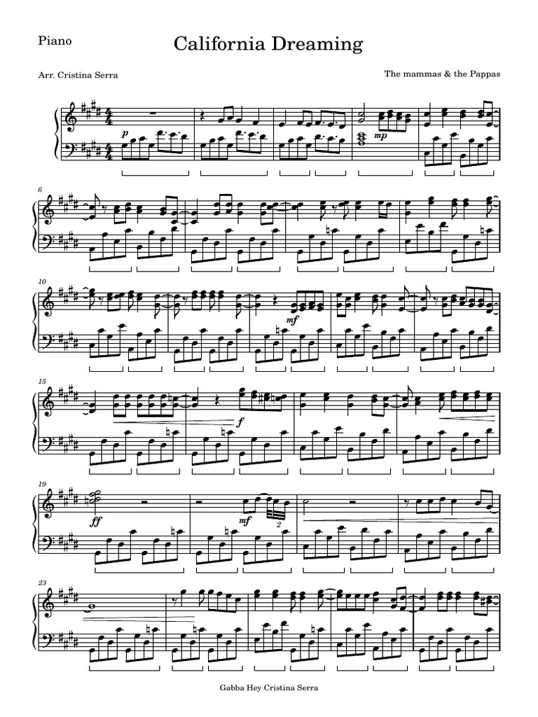 California Dreaming-Piano | PDF